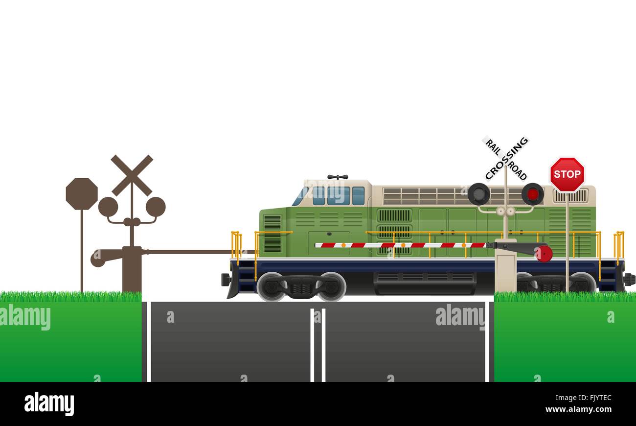 railroad crossing vector illustration isolated on white background ...