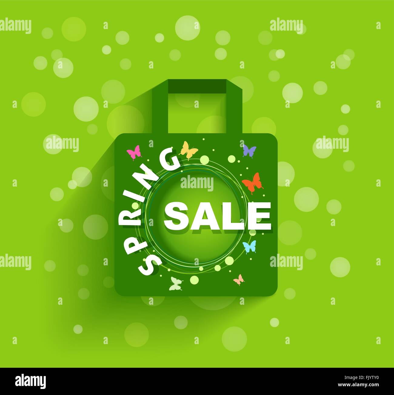 Spring sale shopping bag on green background Stock Vector Image & Art ...