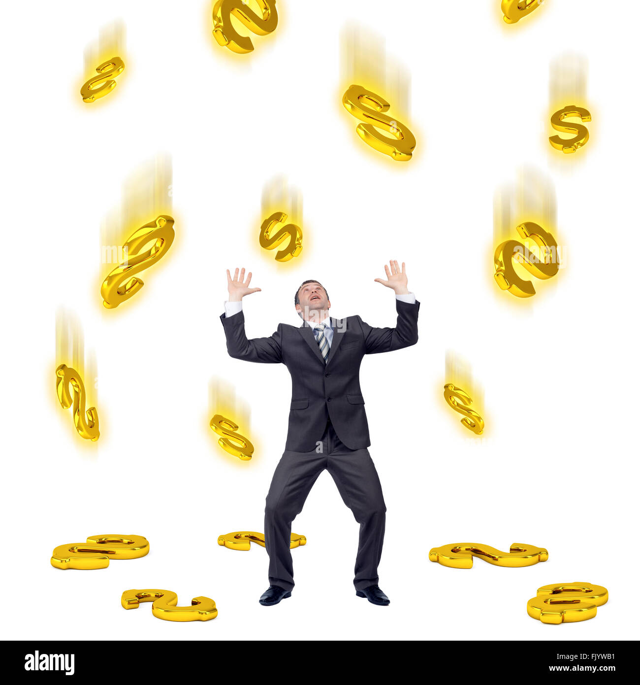Dollar sign falling on businessman Stock Photo - Alamy