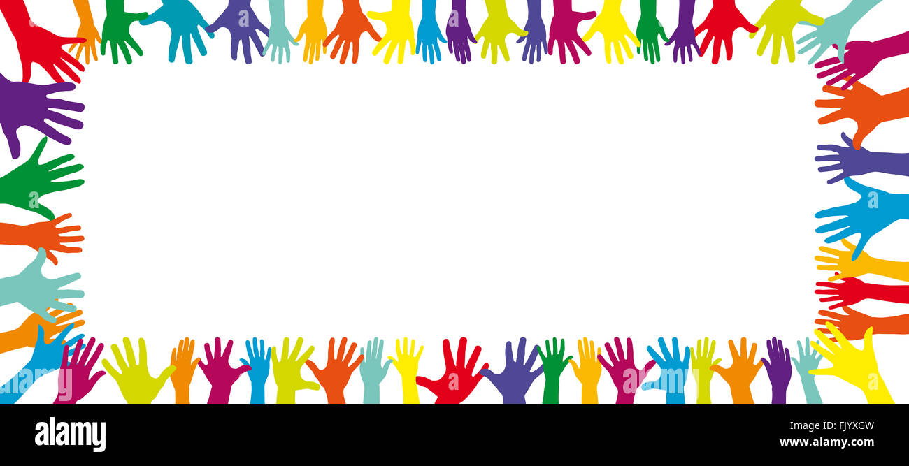 Background of a frame full of a lot of different colorful hands Stock ...
