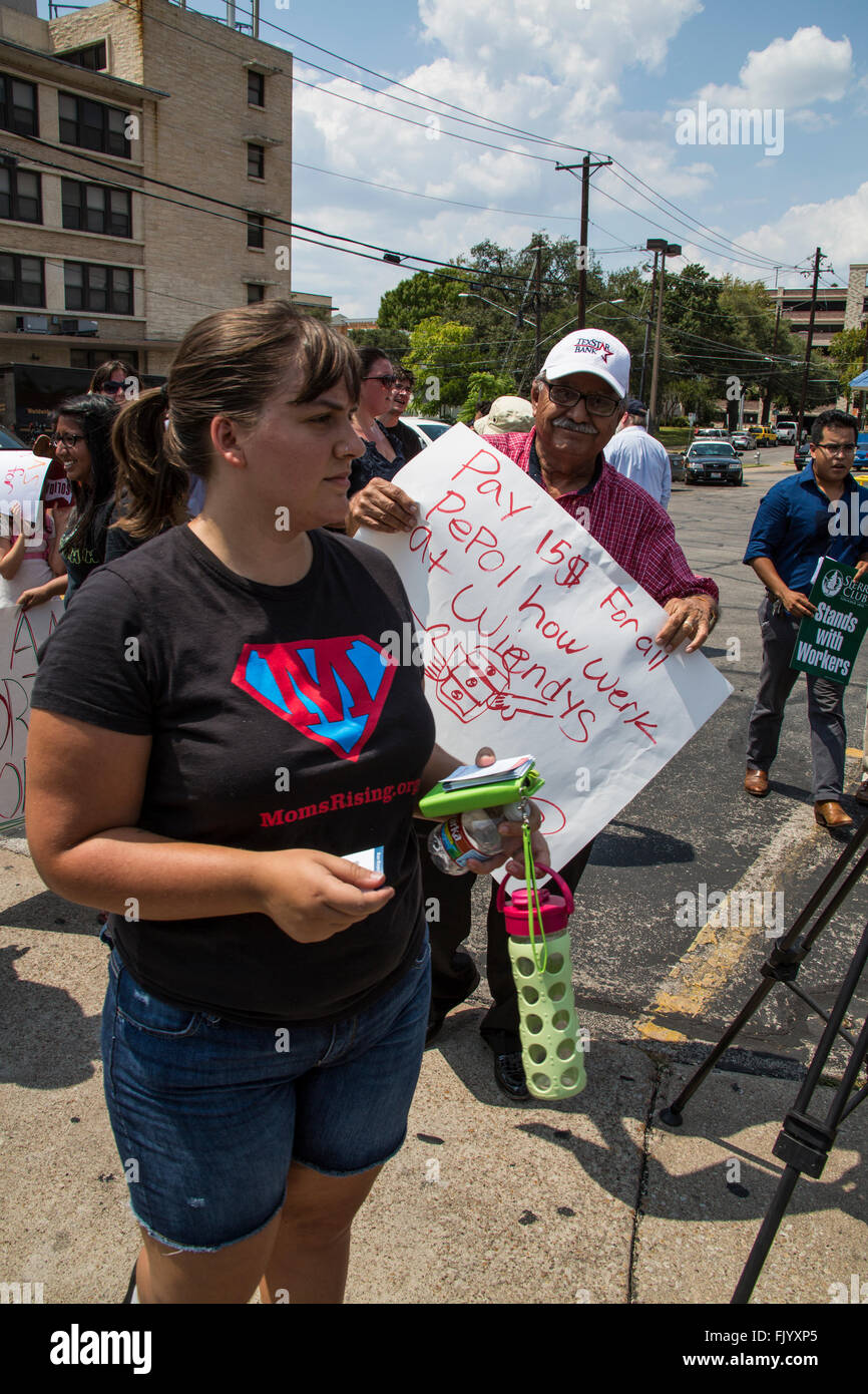 A minimum wage protester in Austin, Texas Stock Photo - Alamy