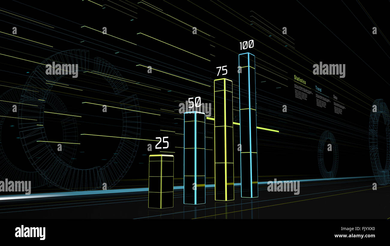 Futuristic graph chart on the street with buildings lights Stock Photo ...