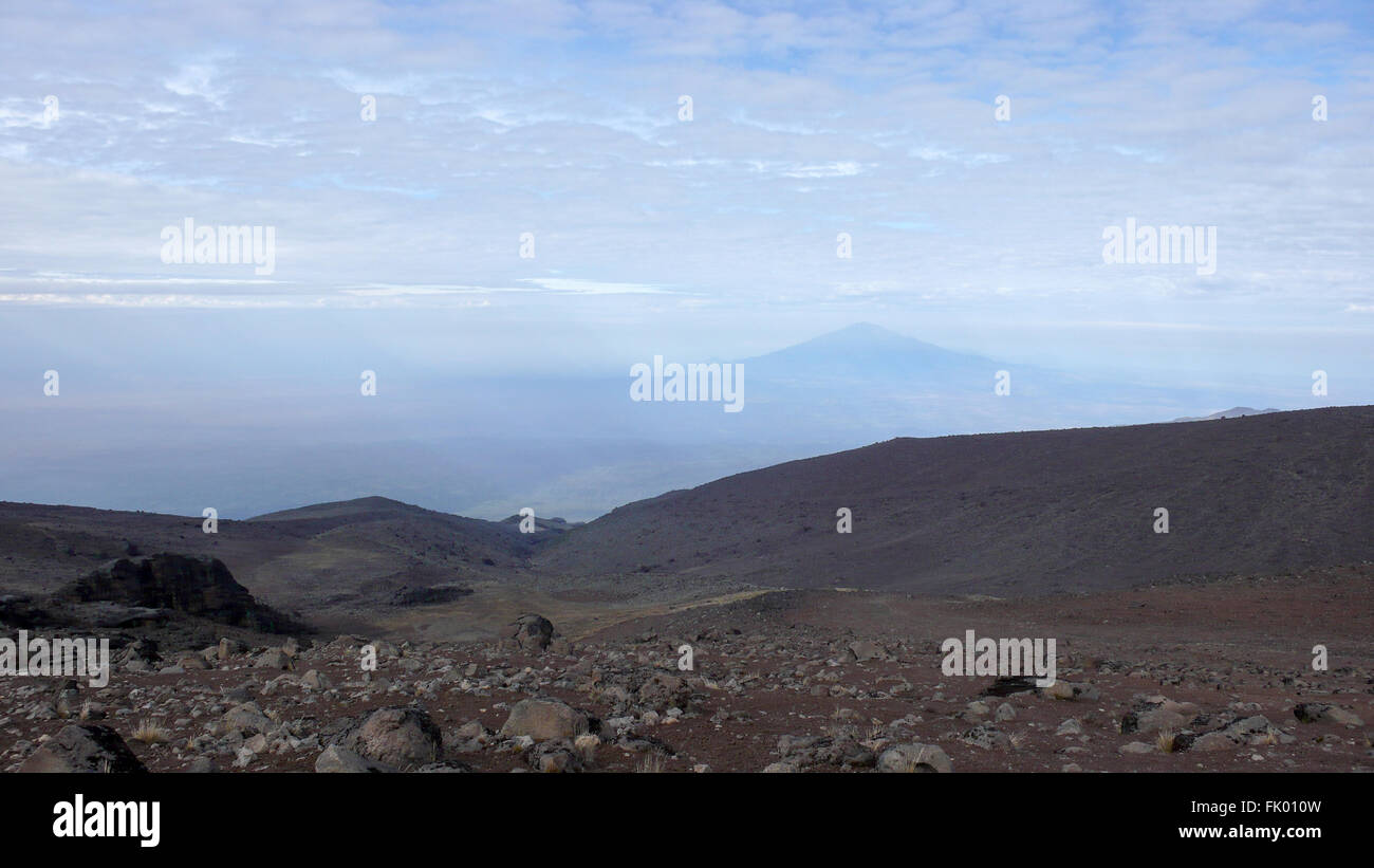 Panorama of Mount Meru from LavaTower Camp, Mount Kilimanjaro Stock ...