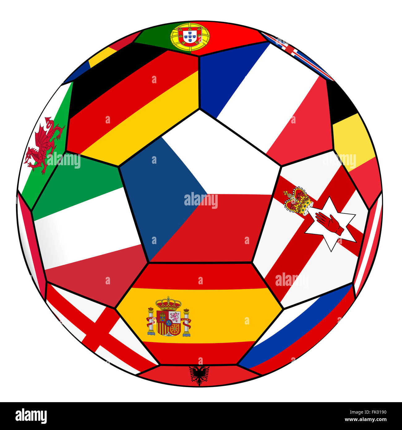 Ball on a white background with flags of European countries - flag of ...
