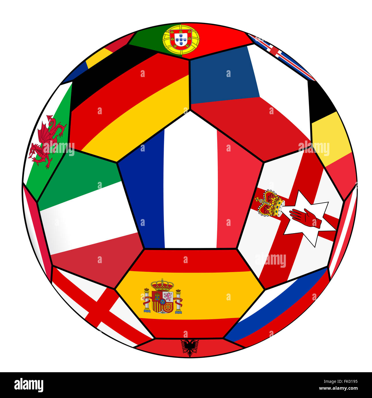 Ball on a white background with flags of European countries - France ...