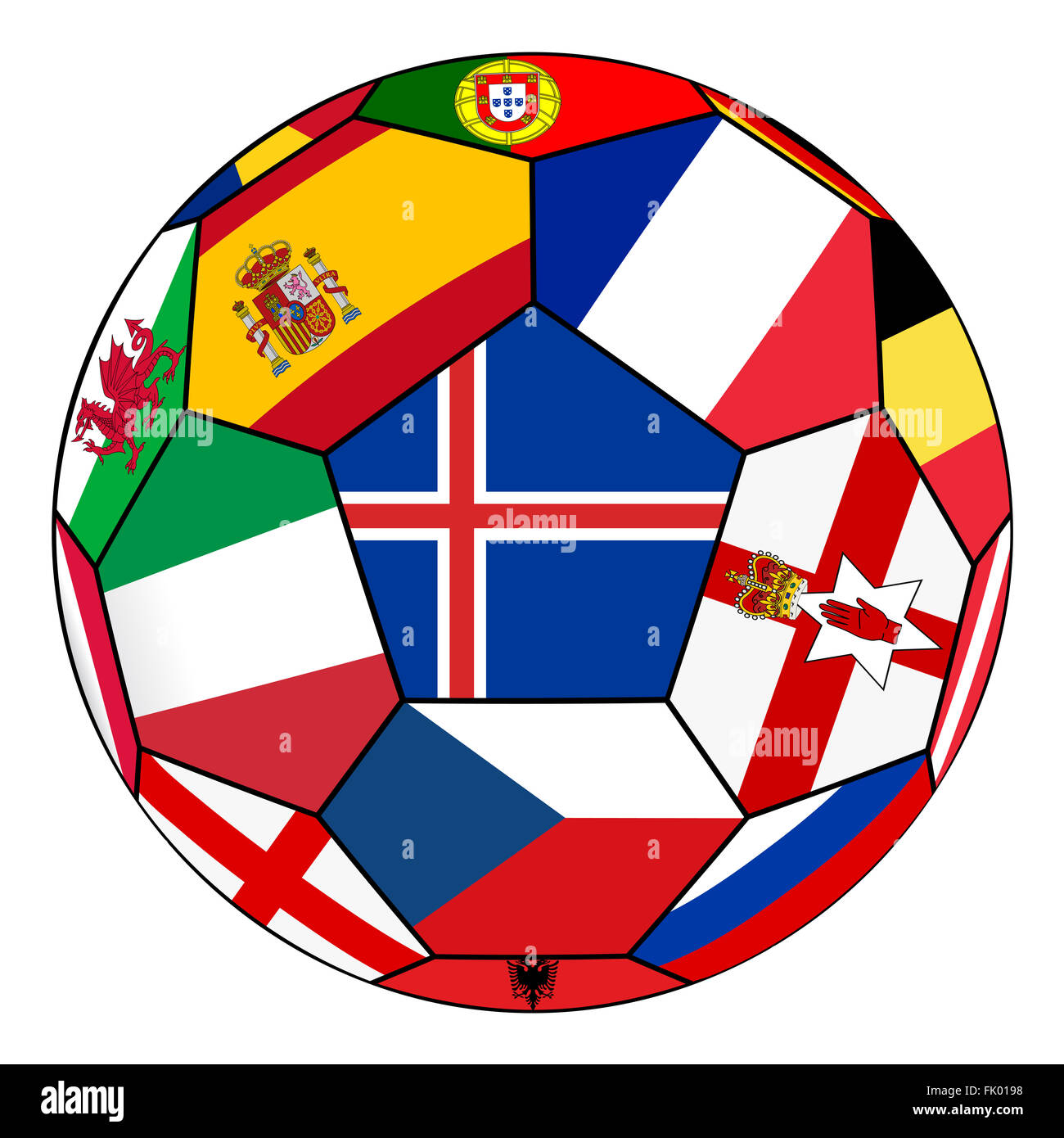 Ball on a white background with flags of European countries - flag of ...
