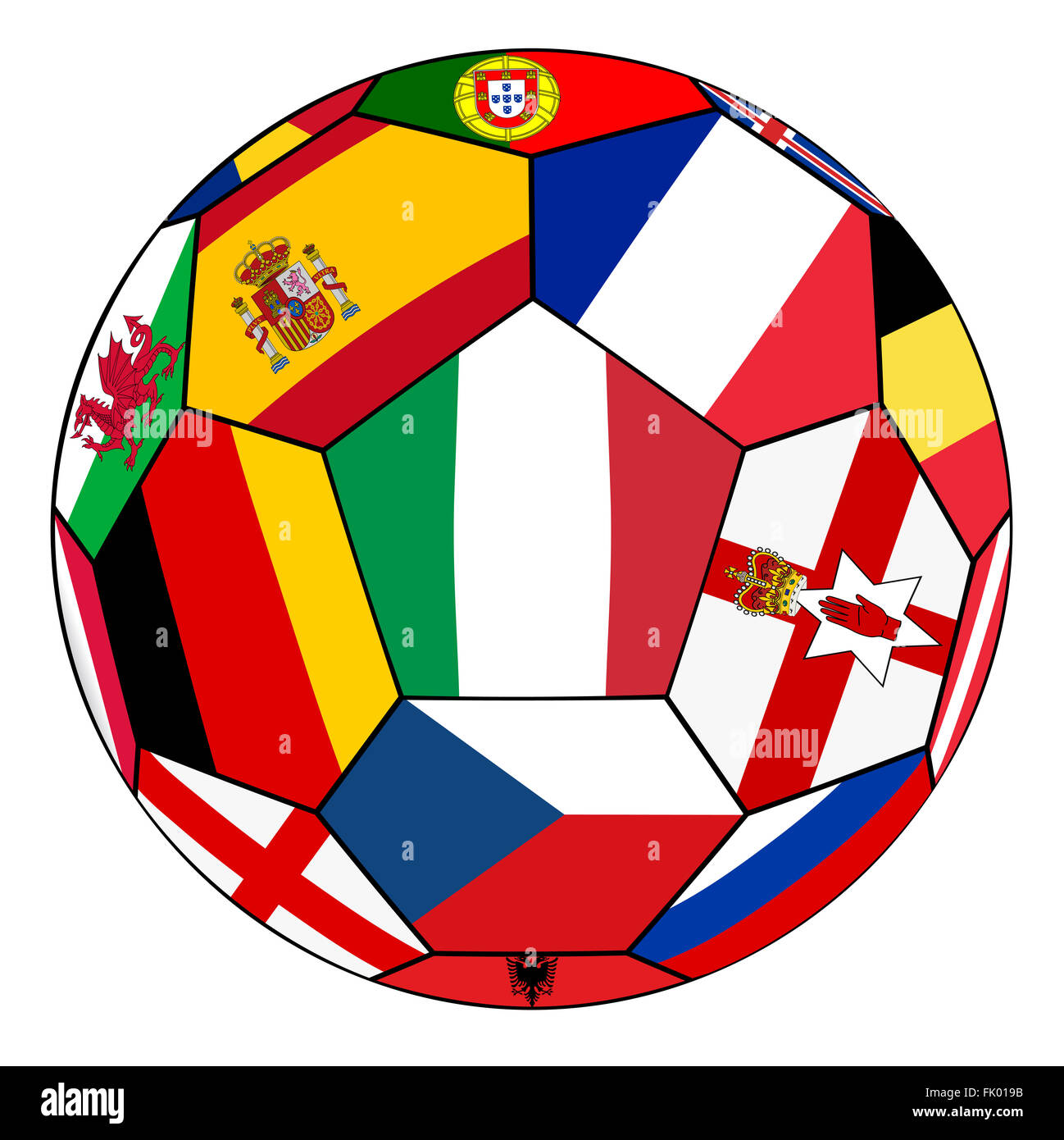 Ball on a white background with flags of European countries - flag of ...