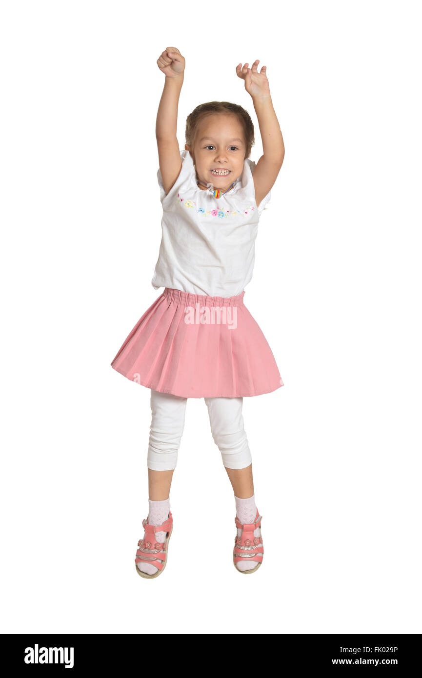 Little Girl Jumping Stock Photo - Alamy