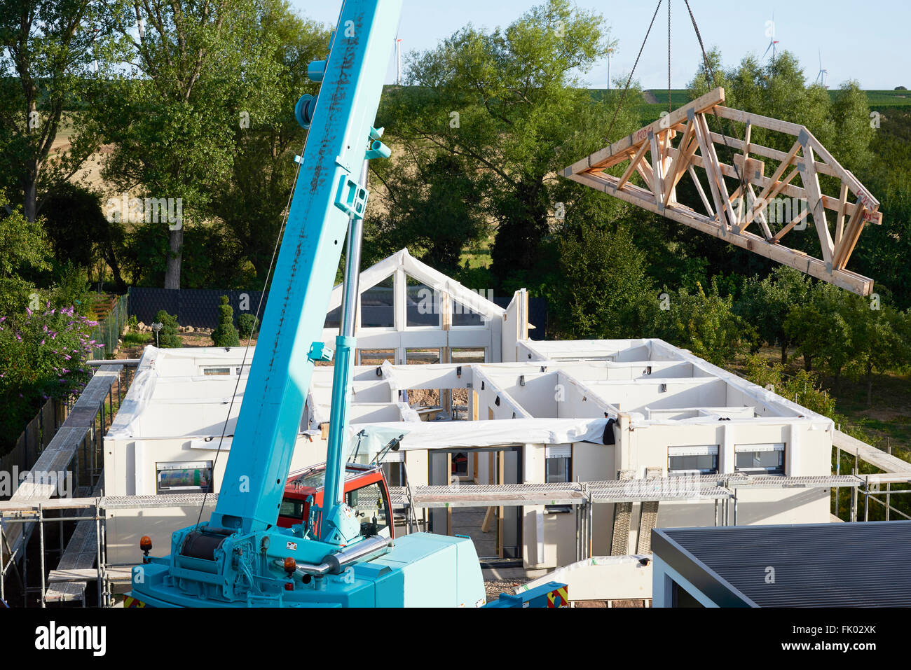 Prefabricated house under construction, Germany Stock Photo - Alamy