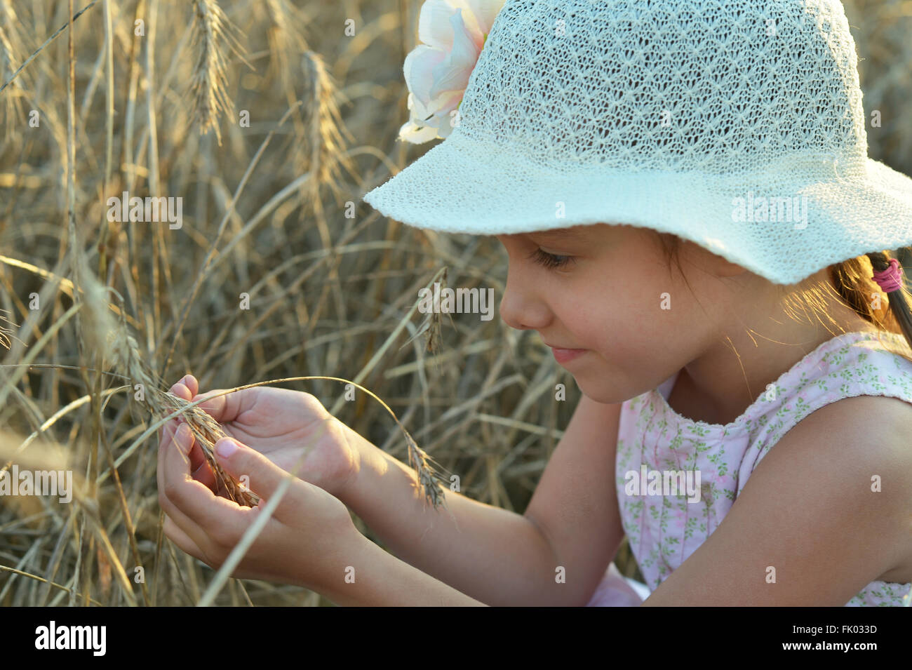 Cute girl in field Stock Photo - Alamy