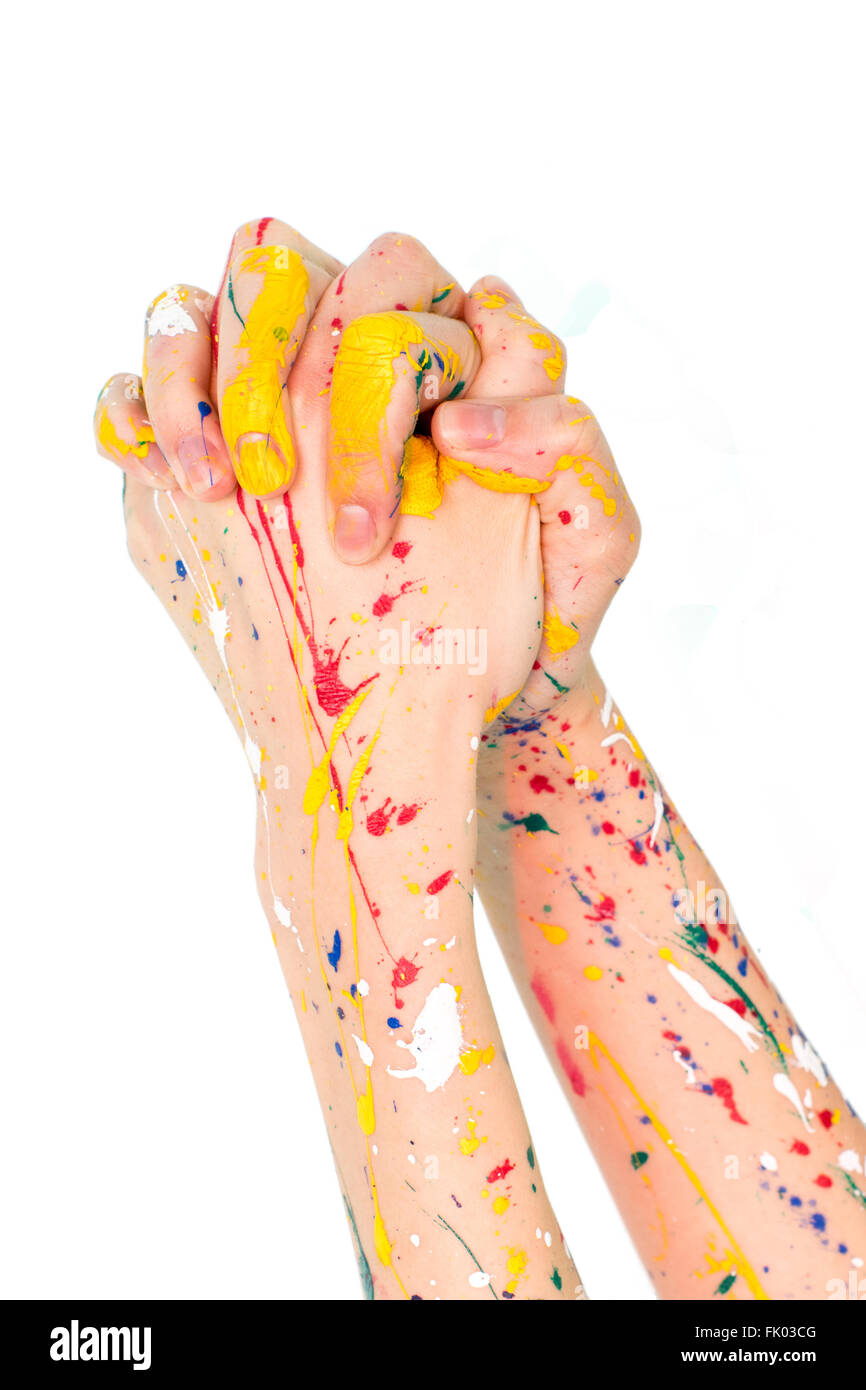 Hands in paint hi-res stock photography and images - Alamy