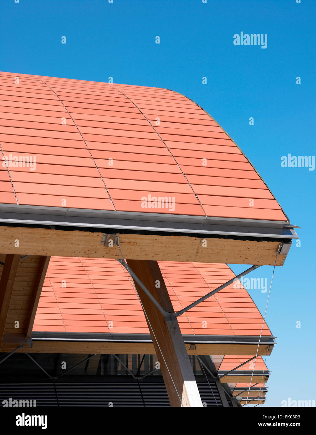 Ceramic roof detail of a modern construction. Vertical Stock Photo - Alamy