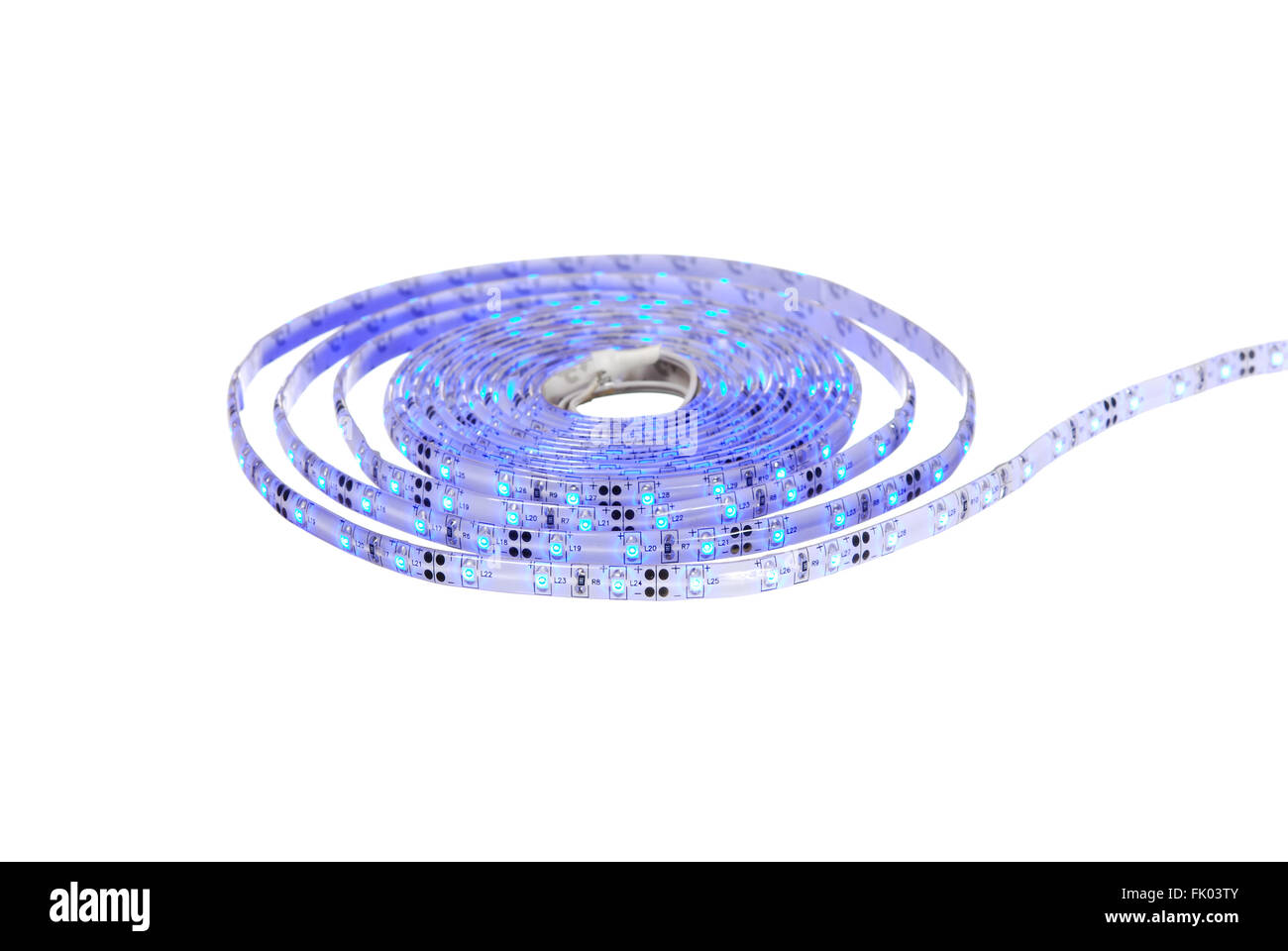 Blue waterproof led strip is isolated on the white background Stock ...