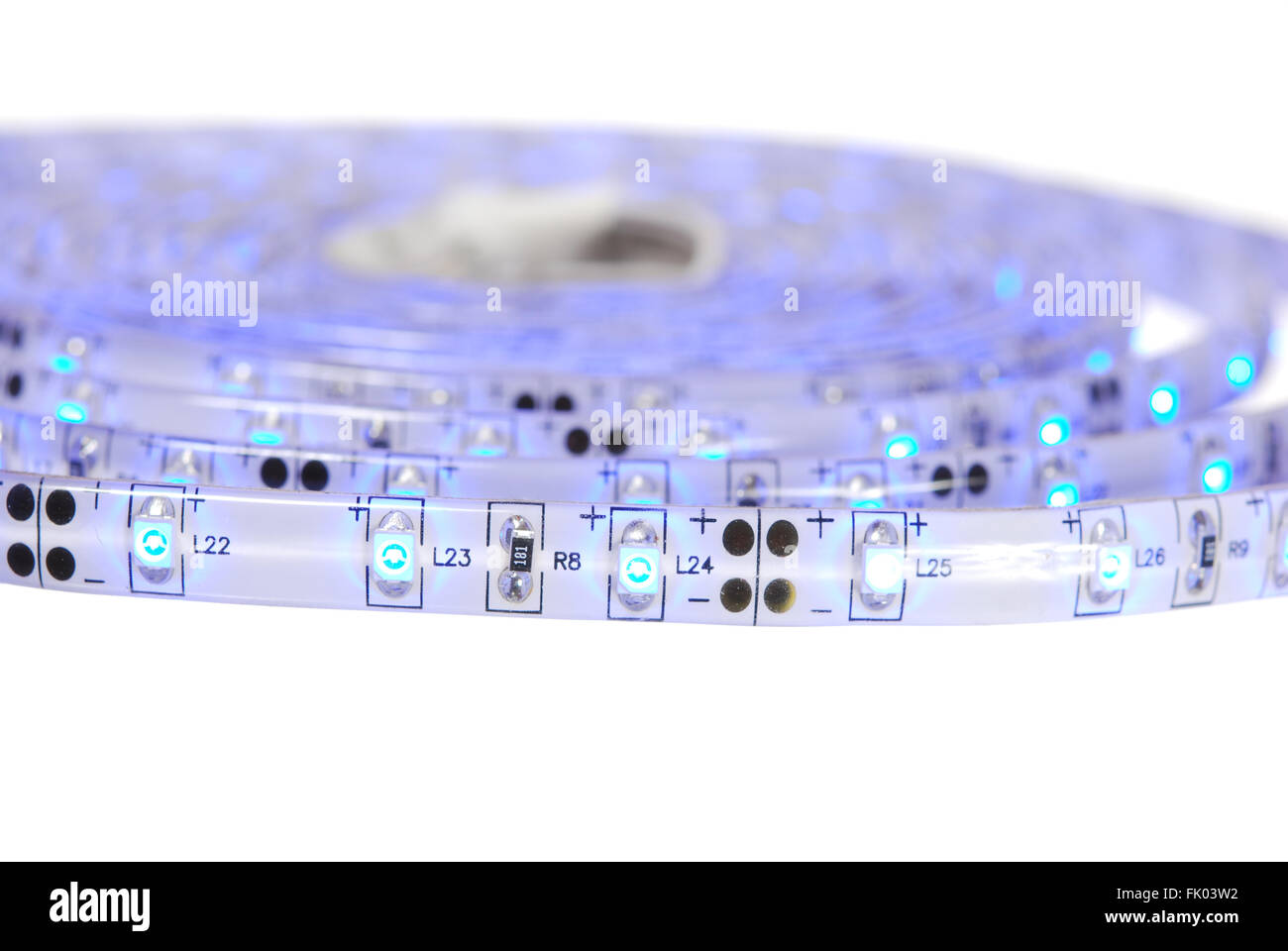 Blue waterproof led strip is isolated on the white background Stock ...