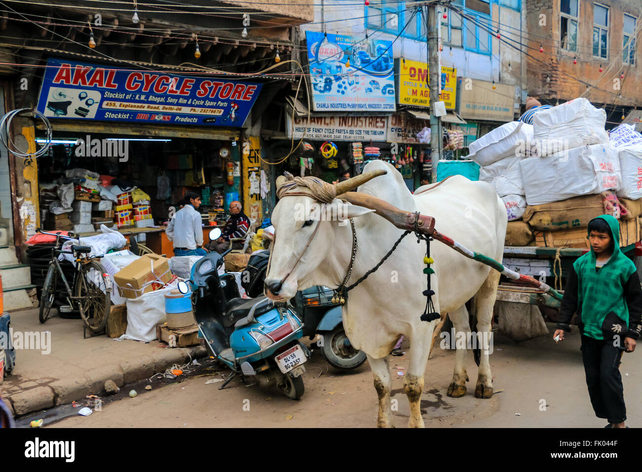 Ox pulling a cart laden with goods hi-res stock photography and images ...