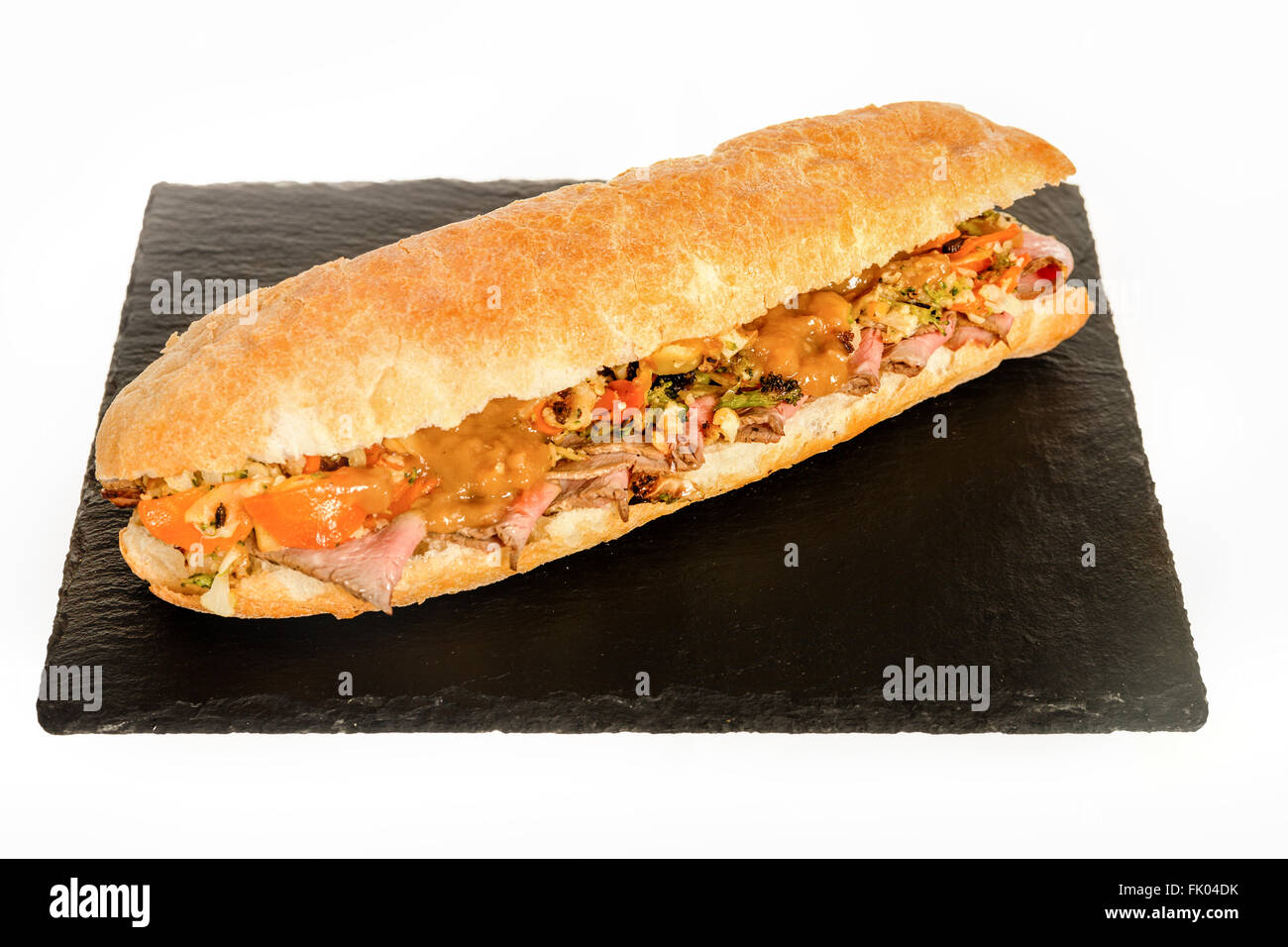 Italian Sub Long Baguette with Ham Cheese Tomato and Lettuce. Homemade ...