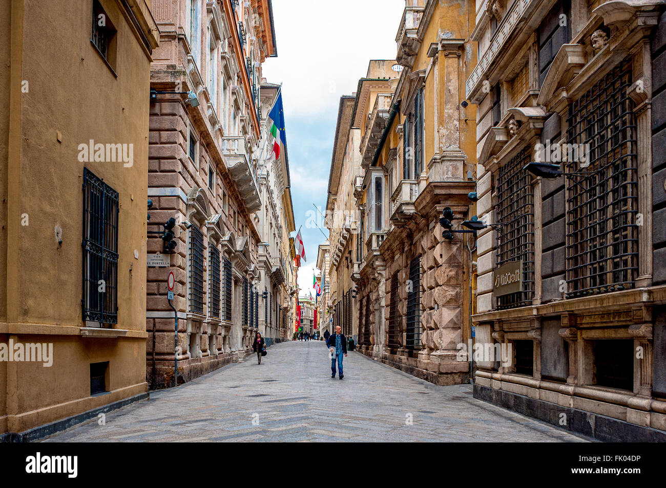 Italy Liguria Genoa Rolli Palace Strada Nuova, Via Garibaldi Stock ...
