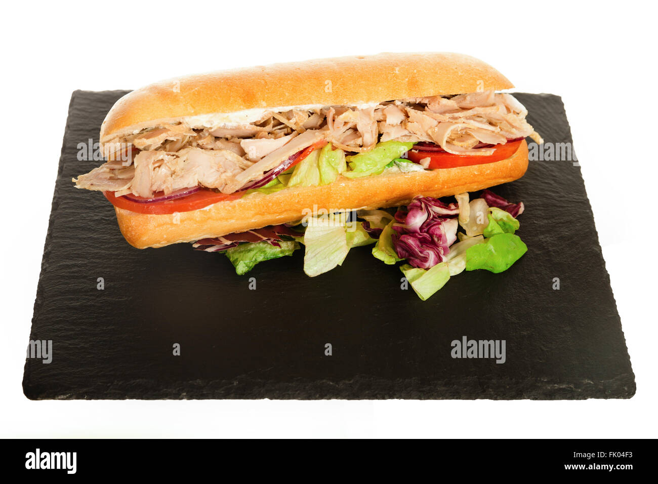 Italian Sub Long Baguette with Ham Cheese Tomato and Lettuce. Homemade ...