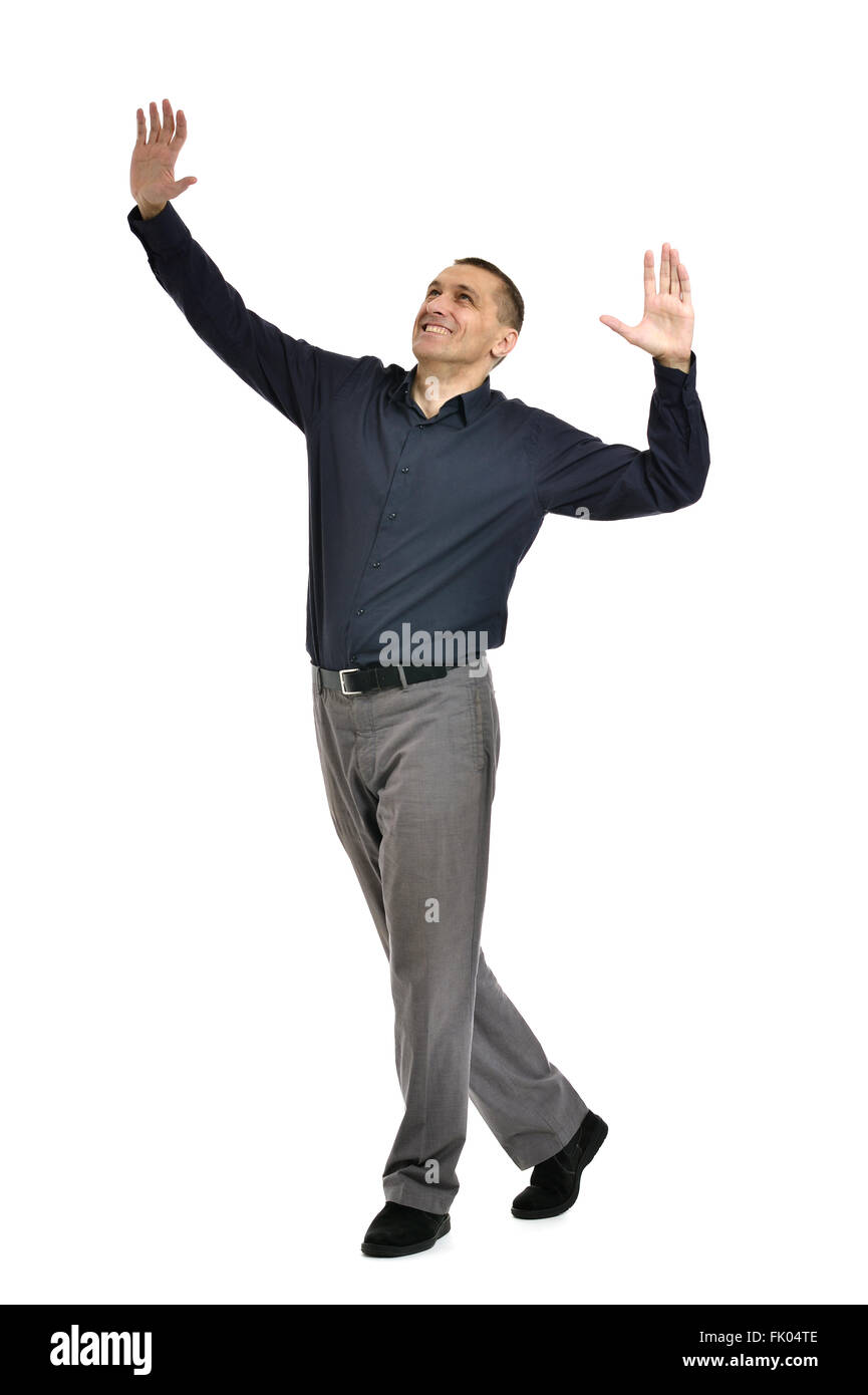 man with hands up Stock Photo - Alamy
