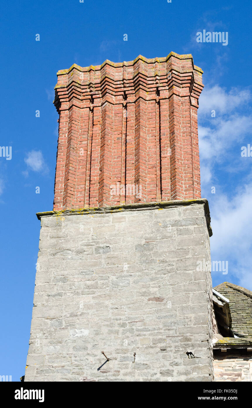 Ornate Elizabethan-style chimney stack in Hay-on-Wye Stock Photo - Alamy