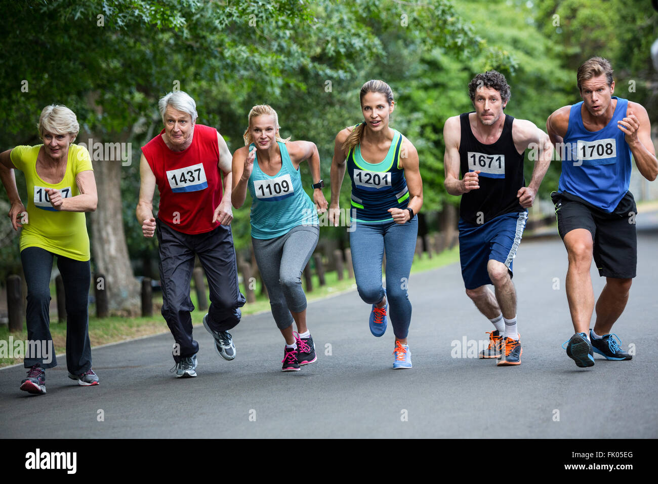 Marathon athletes on the starting line Stock Photo - Alamy