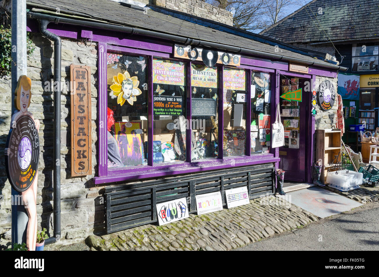 Haystacks second hand vinyl record shop in Hay-on-Wye Stock Photo - Alamy