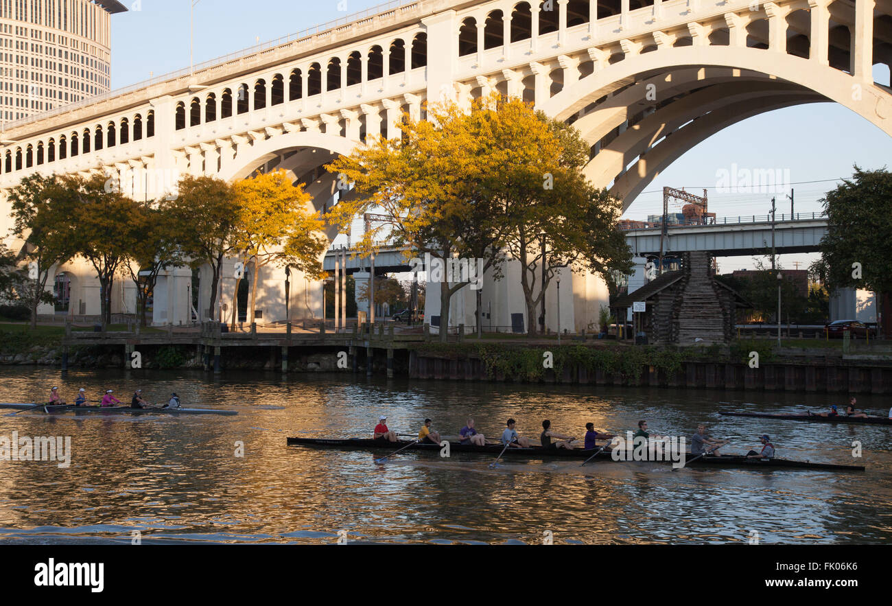 Rowing on the Cuyahoga River in Cleveland, Ohio Stock Photo - Alamy
