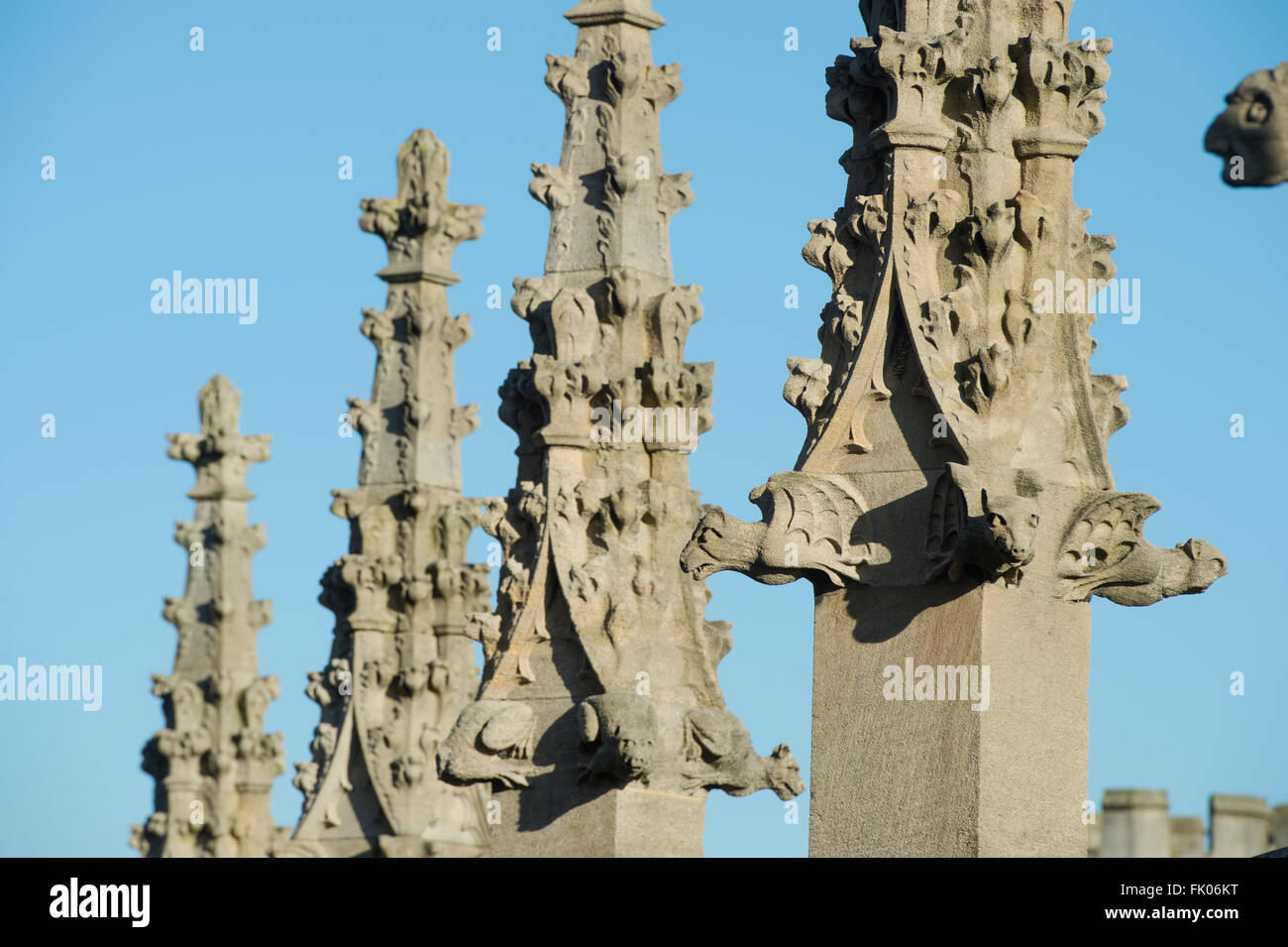 Weathered oxford spires against a blue sky, Oxford, England Stock Photo ...