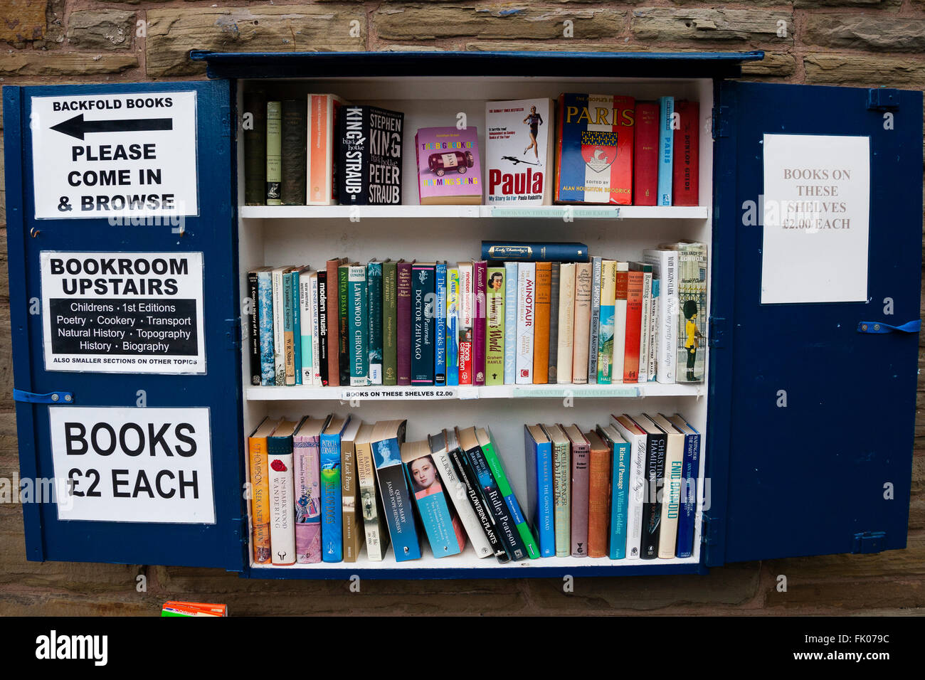 Hay-on-Wye, Wales, UK. Books for sale at Backfold Books Stock Photo - Alamy