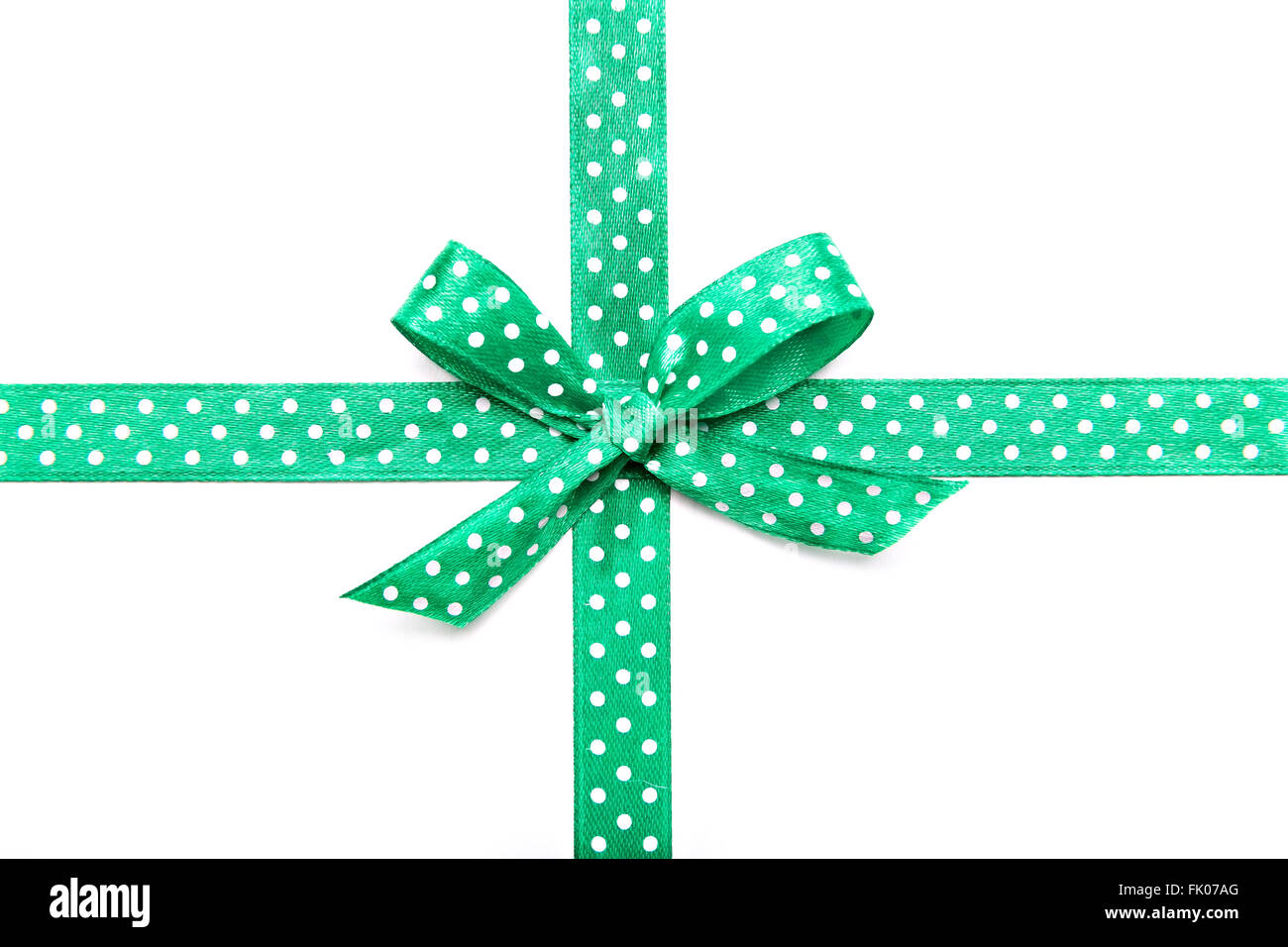 green ribbon with dots isolated on white background, copy space Stock ...