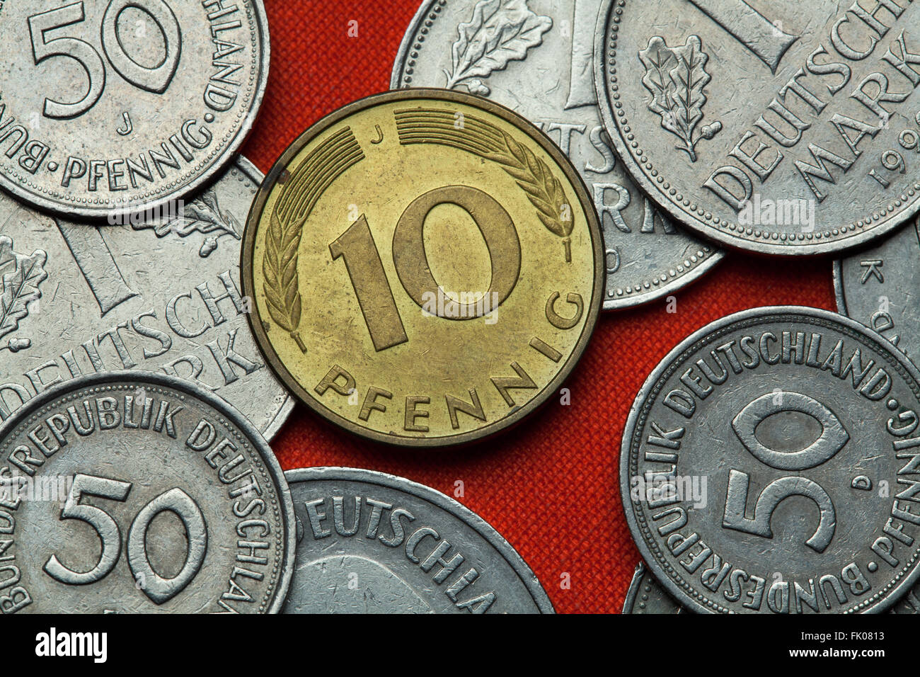 Coins of Germany. German 10 pfennig coin Stock Photo - Alamy