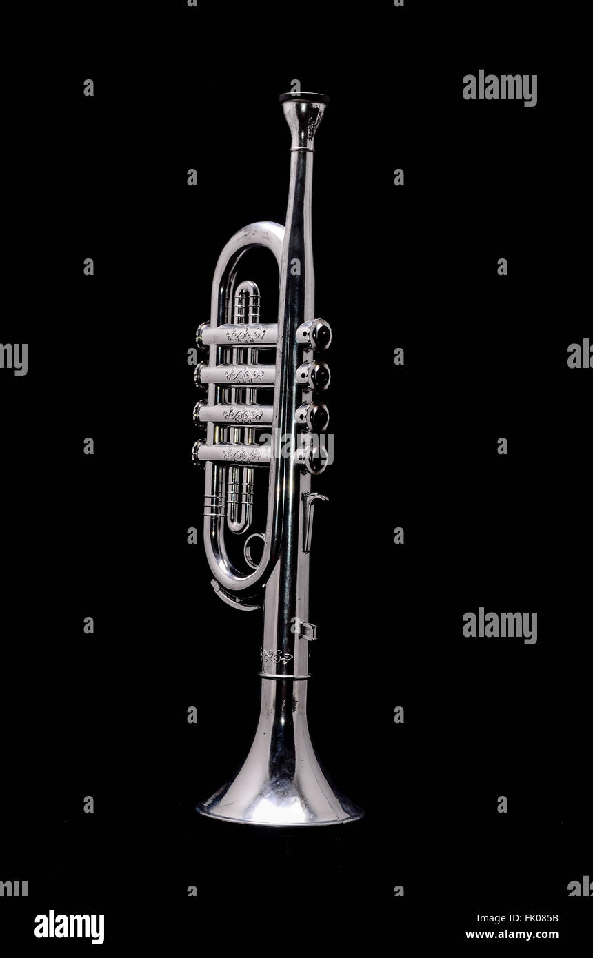 Silver Vintage Toy Trumpet Stock Photo - Alamy