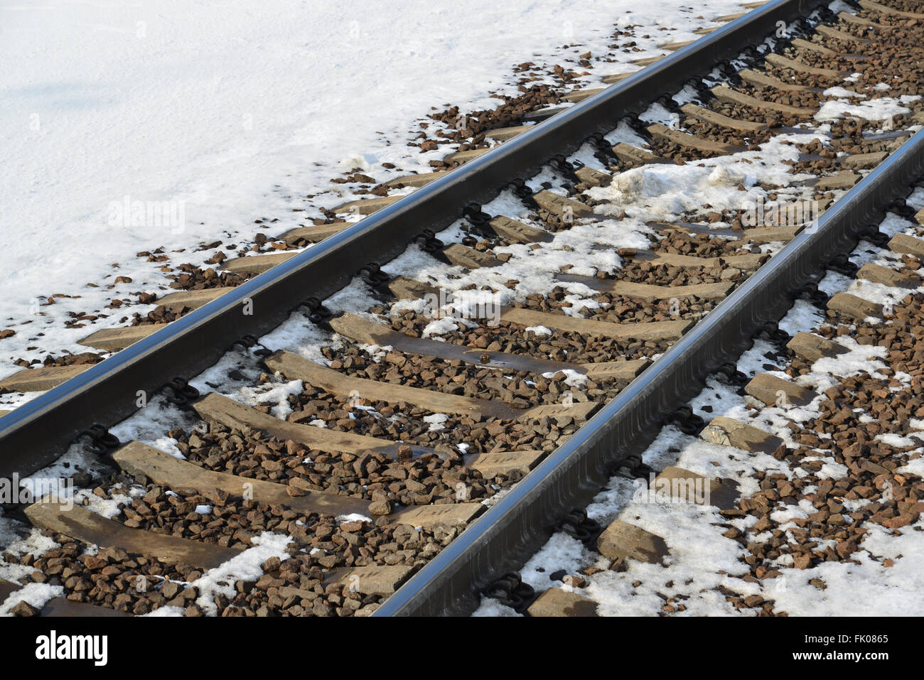 railroad tracks close-up in winter Stock Photo - Alamy