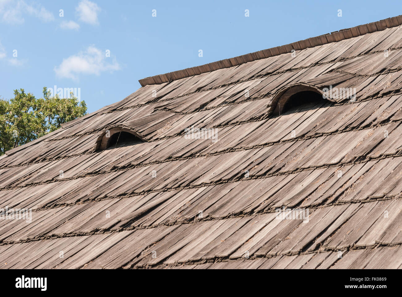 Wooden roof of the old traditional Romanian village house . Dimitrie ...