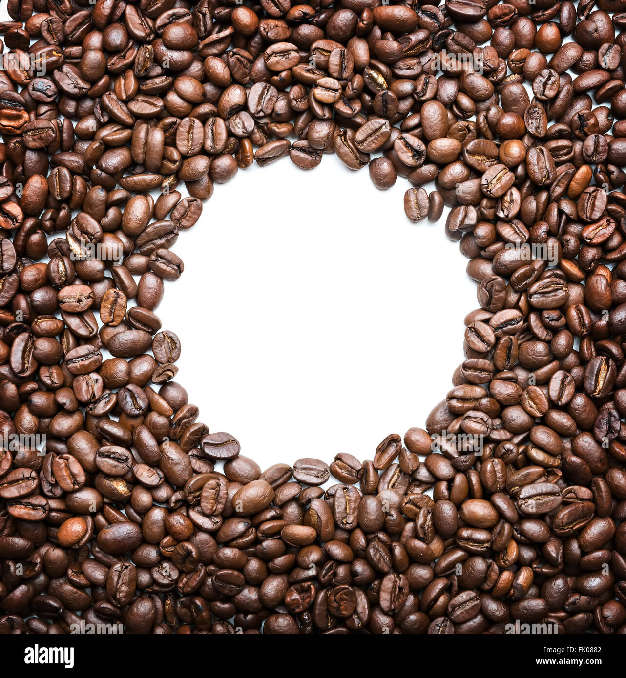 coffee beans isolated on white background, circle inside Stock Photo ...
