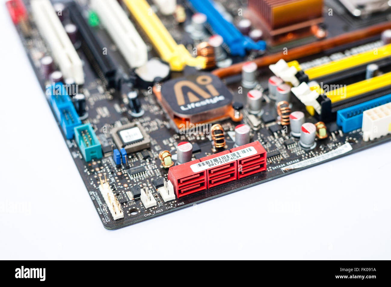 London, UK. Detail view of computer motherboard Stock Photo - Alamy