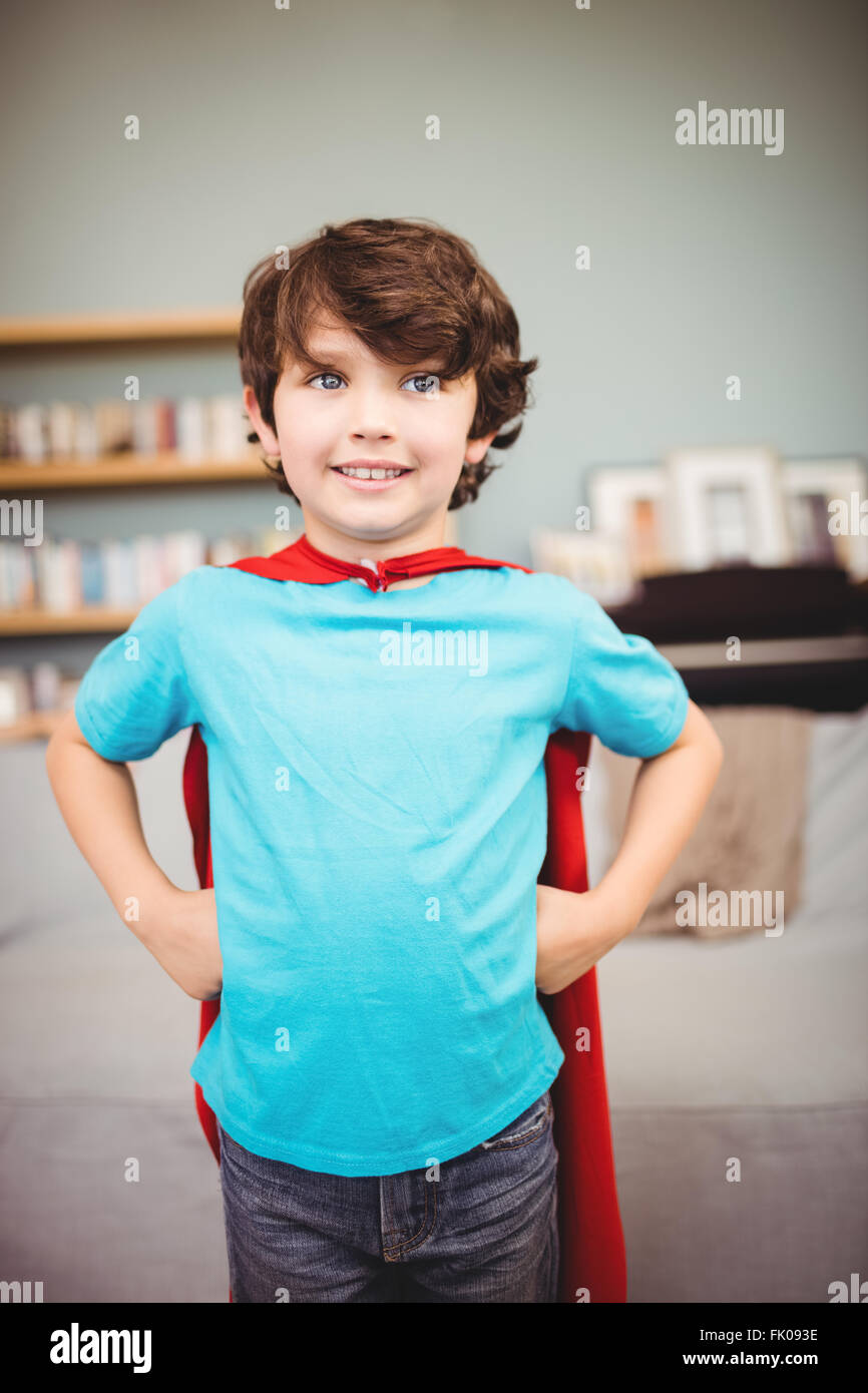 Smiling boy wearing superhero costume Stock Photo - Alamy