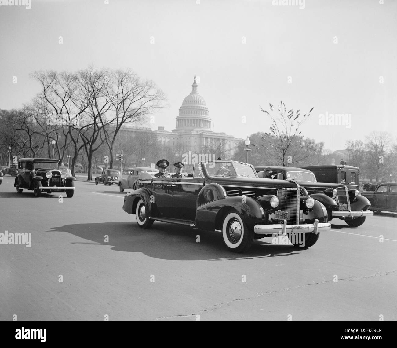 Cuban Leader Fulgencio Batista being transported in Convertible Car ...