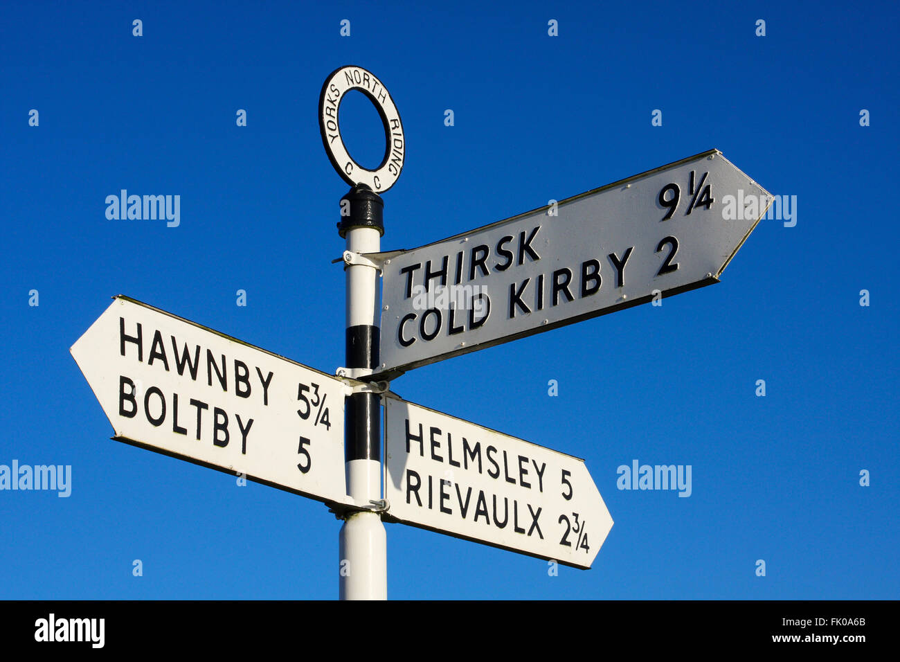 An old Yorks North Riding road sign in North Yorkshire, England,, U.K ...