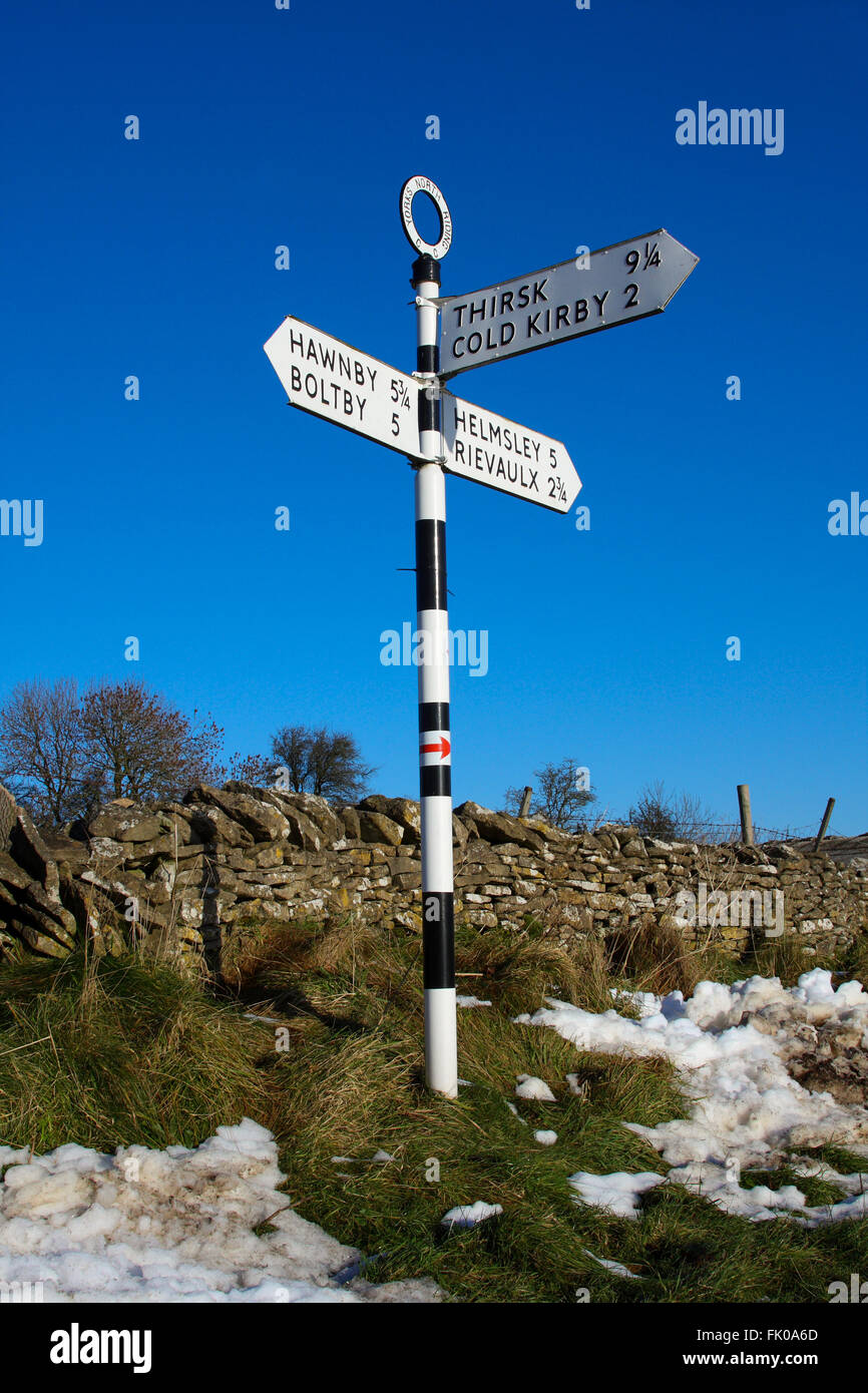 An old Yorks North Riding rural road sign in North Yorkshire, England ...
