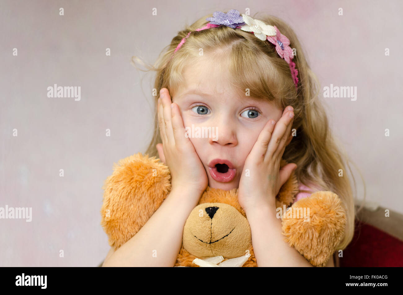 blond girl with surprise expression Stock Photo - Alamy