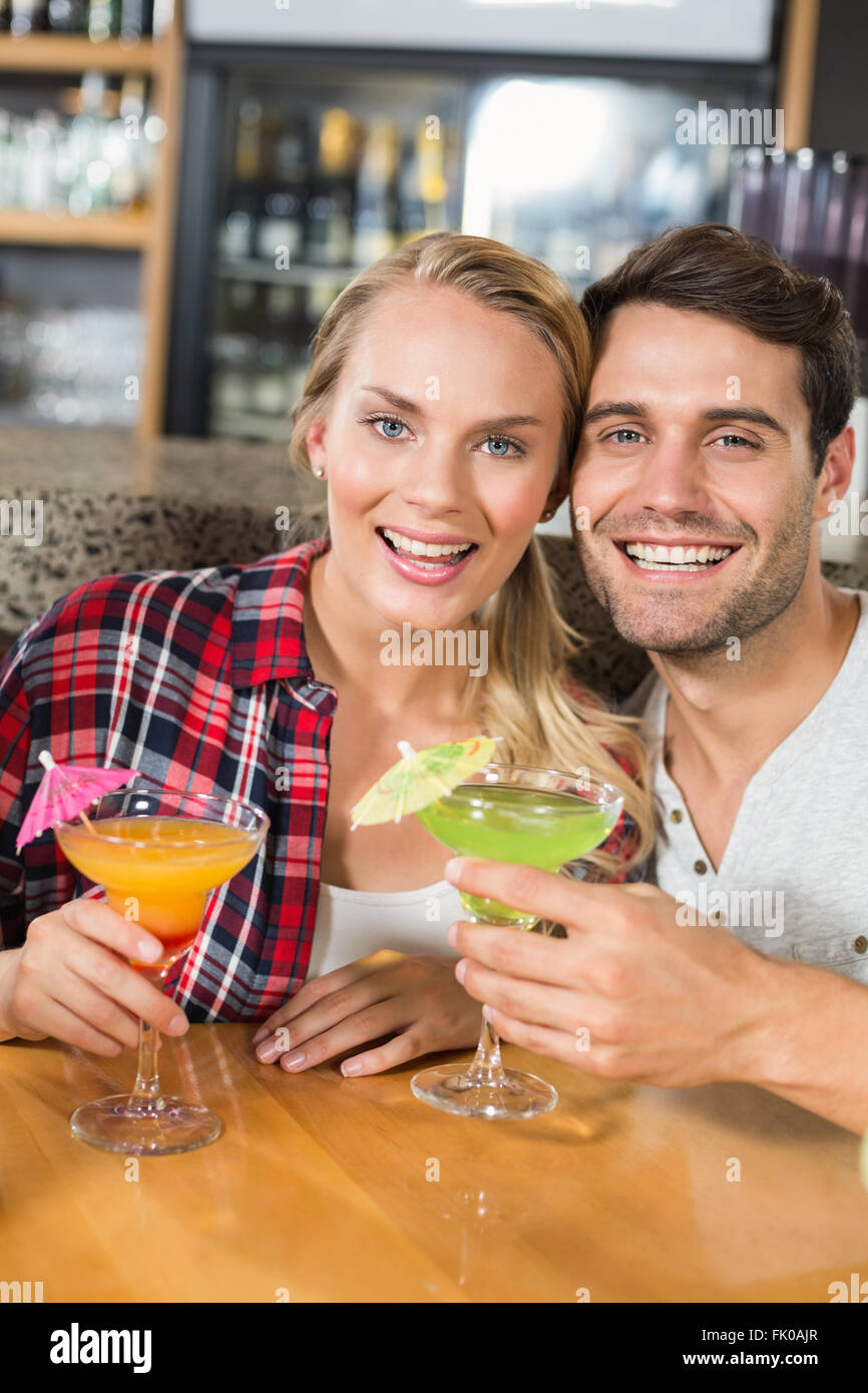Couple head to head smiling Stock Photo - Alamy