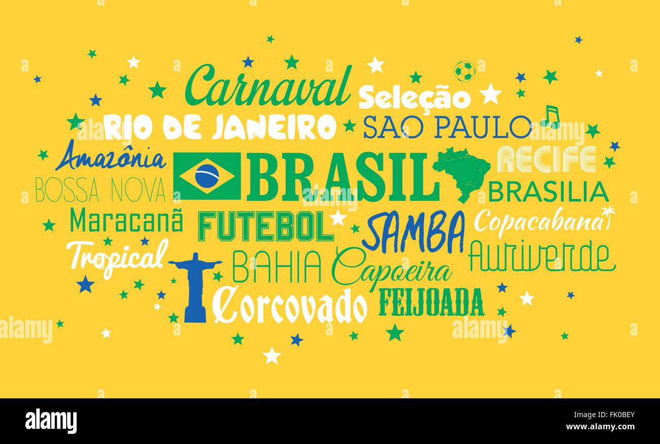 Brazil typography map hi-res stock photography and images - Alamy