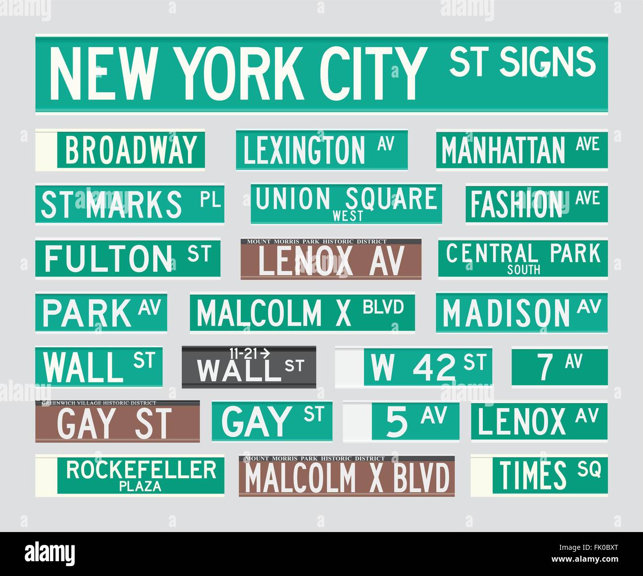 New york street signs Stock Vector Images - Alamy