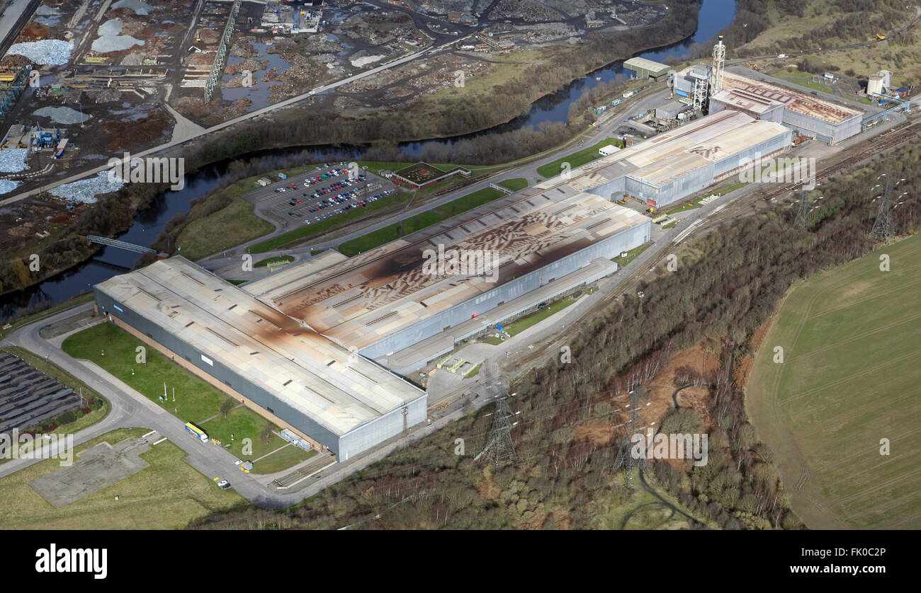 aerial view of part of the Tata Steel production complex at Rawmarsh ...