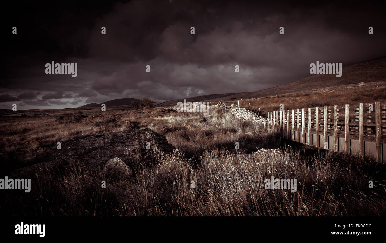 Storm clouds gather over a countryside field Stock Photo - Alamy