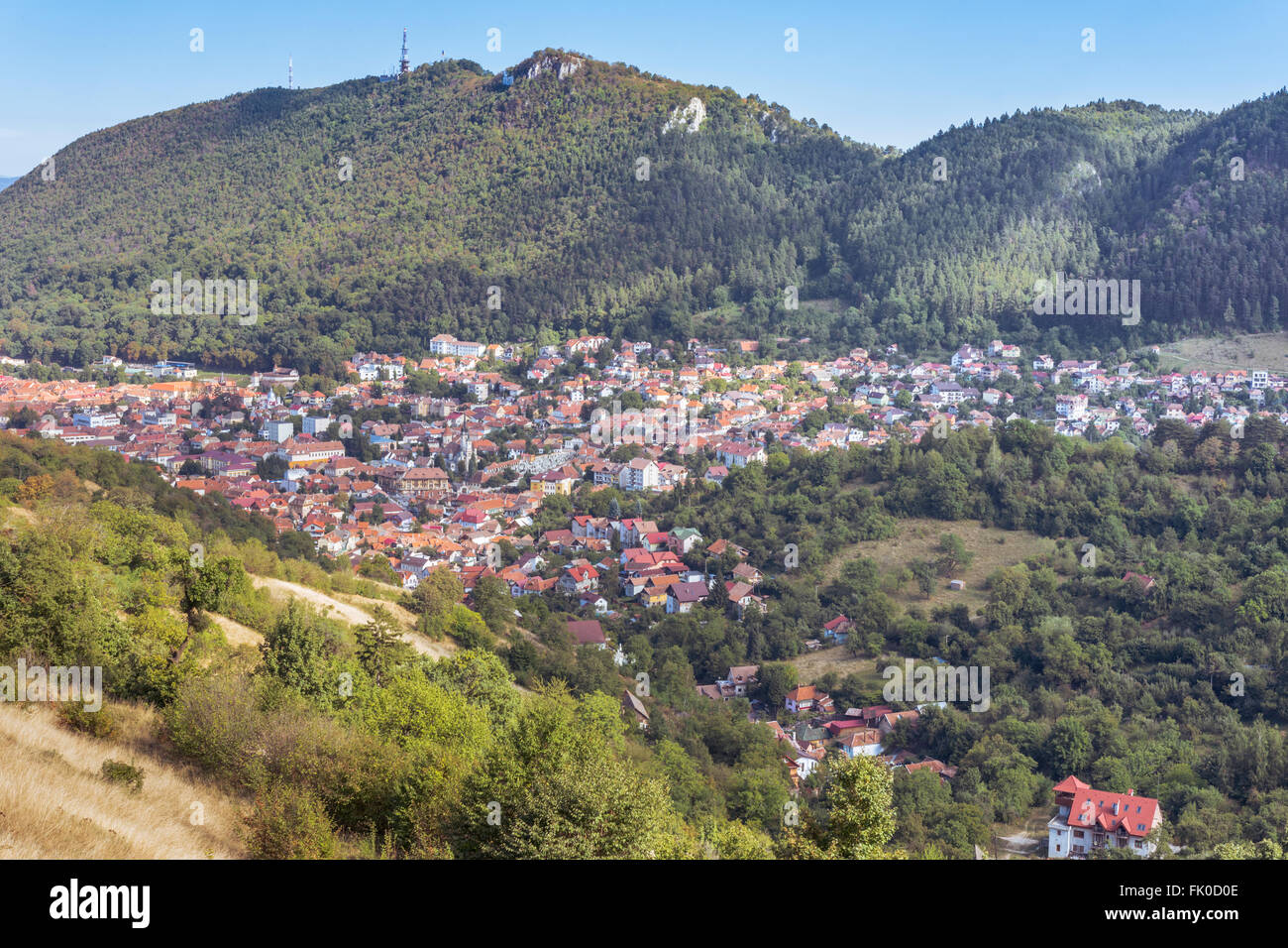 Panorama of the downtown area of Brasov city in Transylvania, Romania ...