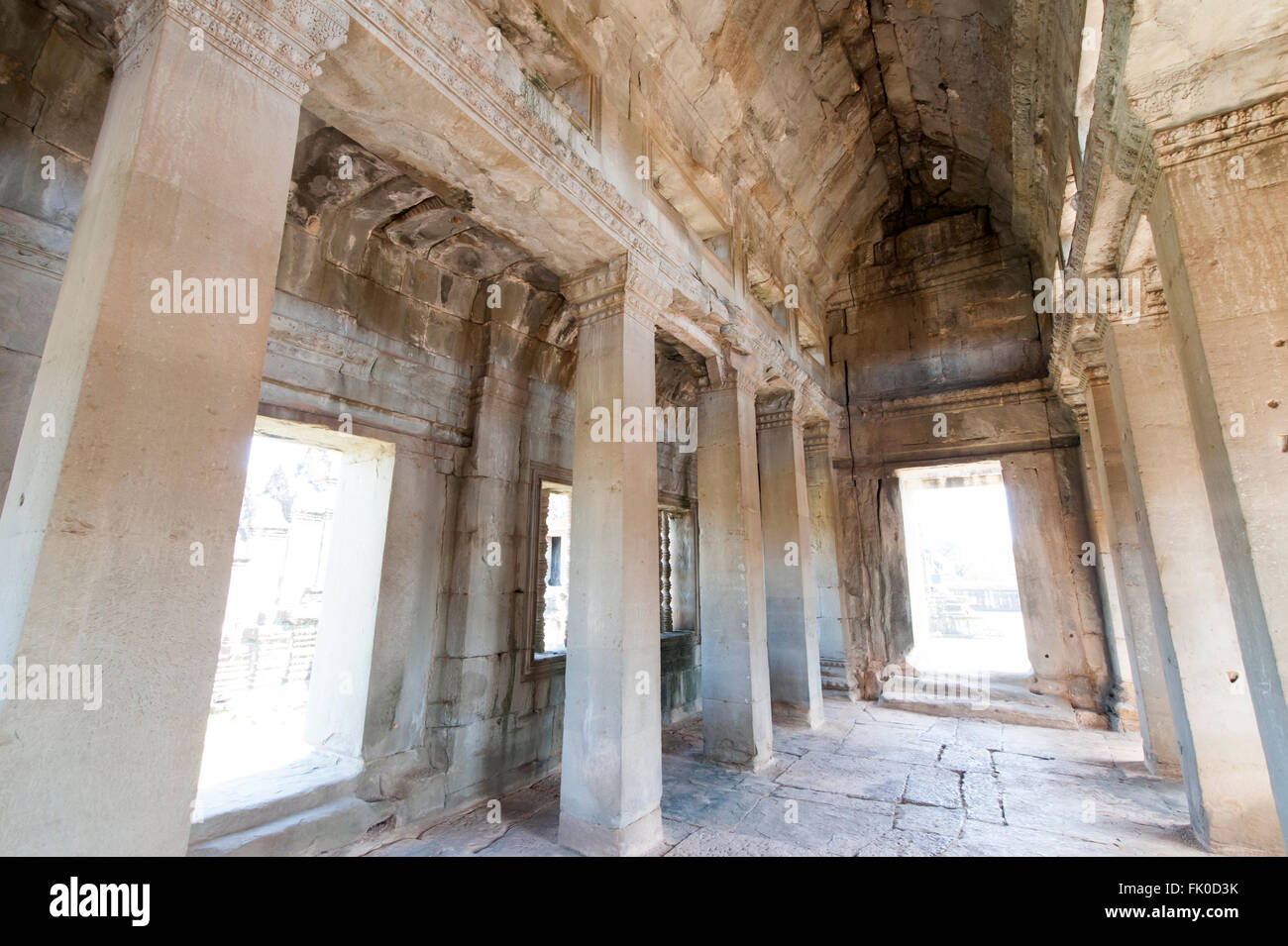Inside of Angkor wat temple, all stone Stock Photo - Alamy