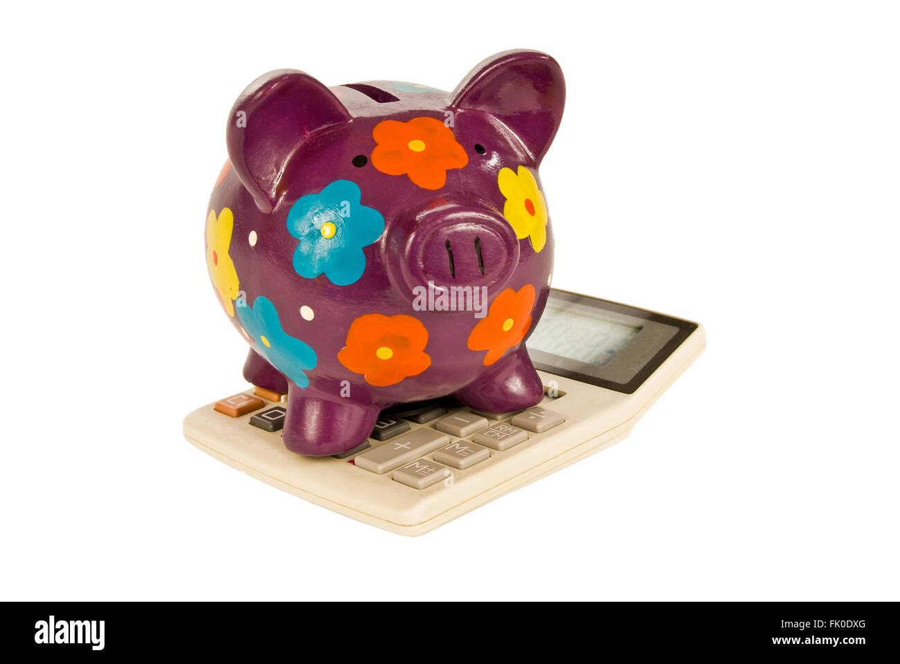 Red calculator on background Cut Out Stock Images & Pictures - Alamy