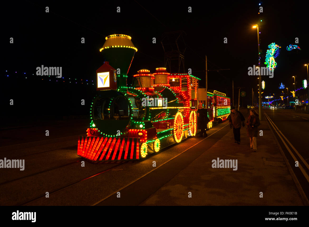 Blackpool illuminations tram Stock Photo - Alamy